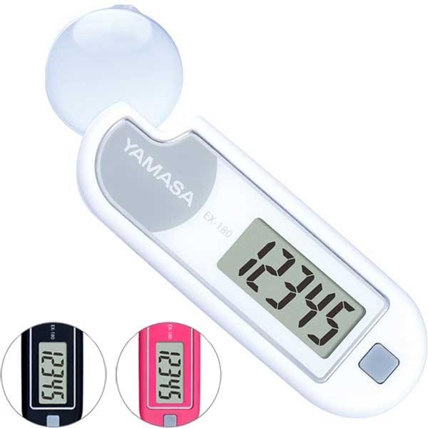 歩数計（万歩計）「ポケット万歩」EX-180は縦でも横でもバッグやポケットに納めるだけで、高感度の3軸加速度センサーがしっかりと歩数をカウントしてくれる万歩計。計測は歩数のみの超シンプルな歩数計。不要な機能がないから、届いてすぐに使用できま...