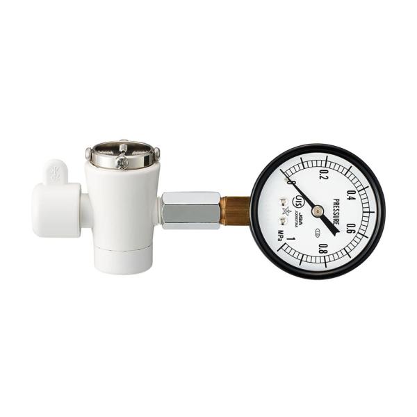 SANEI水圧計は水圧計と取付アダプターとシールテープがセットになった水圧計セット。吐水口の先に水圧計を取り付けて水圧のチェックが簡単にできます。●16mm丸パイプ、泡沫外ネジM22X1.25、13〜24mm用ネジ止めアダプター、シールテー...