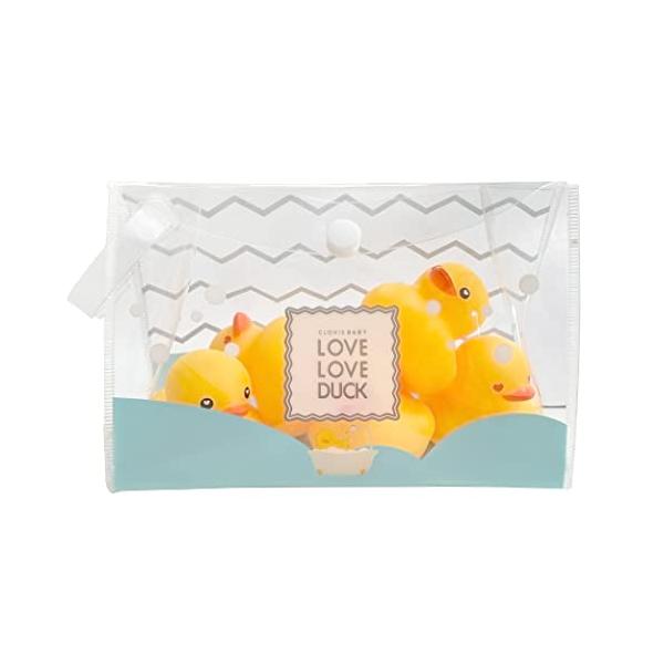 ・イエロー 5個入り（赤ハート目ダックx2　、黒+白ハート目ダックx3） CB-LLD-B・リユースできるポーチ入り！お風呂が待ち遠しくなる、 ハートの目がキュートなダックと一緒に楽しいお風呂タイム。・ラブラブダックは泳ぎも得意。ひっくり返...