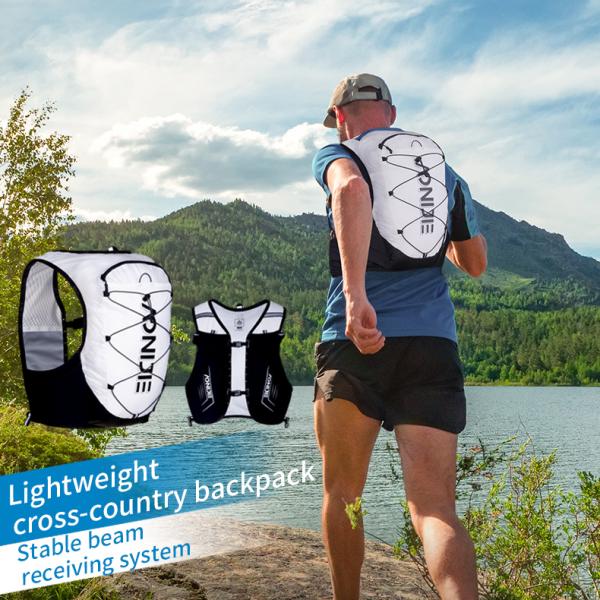 ランニング用軽量5Lトレランバック、レースベスト。バックパックの重量は190g と超軽量で、ランニング中の負荷を大幅に軽減します。ラ中距離または長距離ランニング用のデザイン。ハイドレーションシステム：500mlと互換性のあるランニングベスト...