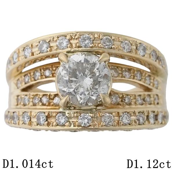 ブランド｜ノーブランド 商品名｜ ダイヤモンド/1.014ct ダイヤ/1.12ct デザイン リング型番｜―サイズ｜12号最大幅 11.6mmアーム背面 3.6mm重量 9.6g素材｜K18YG 刻印｜K18 1.014 D1.12参考定...
