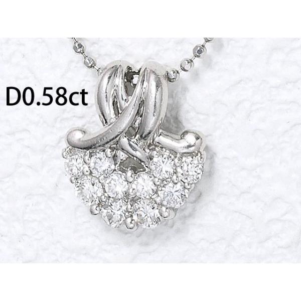 詳細：ノーブランド ダイヤモンド/0.58ct Pt900/Pt850 デザイン ネックレス プラチナ 仕上済チェーンサイズ：全長40cm(留具含む)トップサイズ：縦14.2mm×横12.3mm×奥3.3mmバチカン内径：約4.5mm×2m...