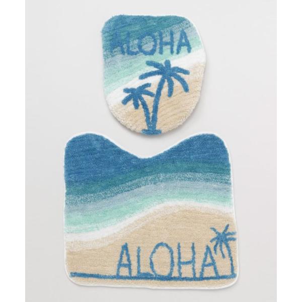 Kahiko(カヒコ) トイレ2点セット　(洗浄・暖房タイプ用)品番:4ILP5102カラー：ALOHAサイズ(cm):フタカバー：縦 50cm(折り返し部分込) 横 43cm　マット：縦 52cm 横 60cm  素材:パイル糸 ポリエス...