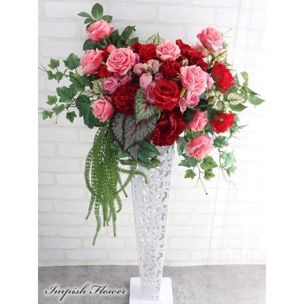 アーティフィシャルフラワー 造花 使用■サイズ:幅:68 奥行:35 高さ:103 (cm) ■主な使用造花：バラ ダリア高級造花を使用したアレンジメントです。インテリアとしてはもちろん贈り物としてもおすすめです。用途例：誕生日、結婚祝い、...