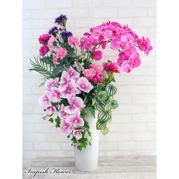 アーティフィシャルフラワー 造花 使用■サイズ:幅:66 奥行:40 高さ:90 (cm) ■主な使用造花：胡蝶蘭・バラ高級造花を使用したスタンドアレンジメントです。インテリアとしてはもちろん贈り物としてもおすすめです。用途例：誕生日、結婚...