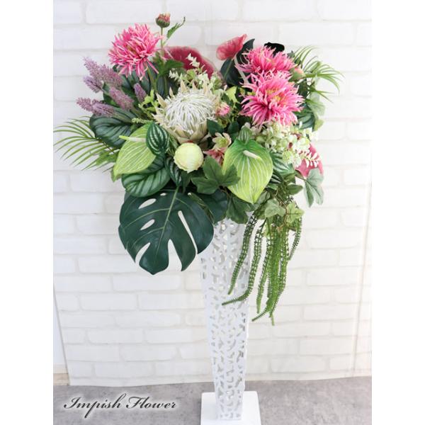 アーティフィシャルフラワー 造花 使用■サイズ:幅:72 奥行:42 高さ:112 (cm) ■主な使用造花：高級造花を使用したアレンジメントです。インテリアとしてはもちろん贈り物としてもおすすめです。用途例：誕生日、結婚祝い、記念日、ギフ...