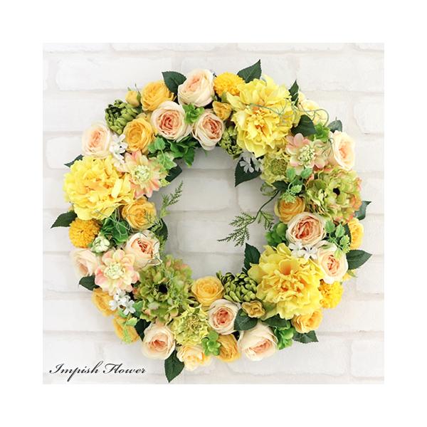 アーティフィシャルフラワー 造花 使用■アレンジサイズ: 直径:48 奥行き:10 (cm) ■主な使用造花：バラ・ピオニーインテリアとしてはもちろん御祝い用にもぴったりの豪華な造花を使った壁掛けリースのアレンジメント用途例：誕生日、結婚祝...