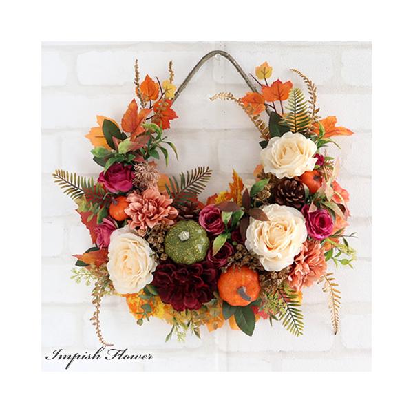 アーティフィシャルフラワー 造花 使用■アレンジサイズ: 幅:40 奥行:10 高さ:43 (cm) ■主な使用造花：バラ ダリアインテリアとしてはもちろん御祝い用にもぴったりの豪華な造花を使った壁掛けリースのアレンジメント用途例：誕生日、...