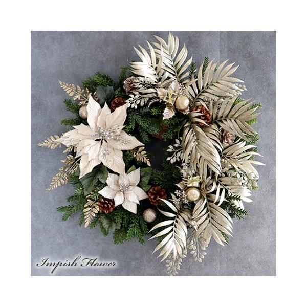 アーティフィシャルフラワー（造花）使用■サイズ: 幅:65 高さ:70 奥行:12 (cm) ■主な使用造花：ポインセチア人気 クリスマスにぴったりの豪華な高級造花を使ったクリスマスリース用途例：誕生日、結婚祝い、記念日、ギフト、プレゼント...