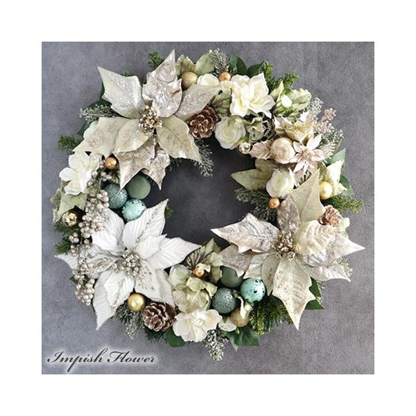 アーティフィシャルフラワー（造花）使用■サイズ: 直径:50 奥行:10 (cm) ■主な使用造花：ポインセチア人気 クリスマスにぴったりの豪華な高級造花を使ったクリスマスリース用途例：誕生日、結婚祝い、記念日、ギフト、プレゼント、贈り物、...