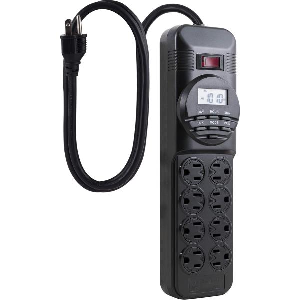 商品名:  GE 7-Day Programmable Power Strip with Digital Timer, 8 Grounded Outlets (4 Timed / 4 Always On), Indoor, 15 Amp, ...