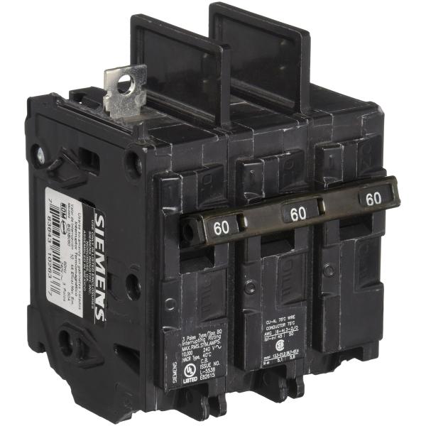 商品名:  Siemens BQ3B060 60-Amp Three Pole 240-Volt 10KAIC Lug Out Breaker, Colorブランド: SIEMENS高さ: 15cm横幅: 14cm奥行: 9cm重量: 49...