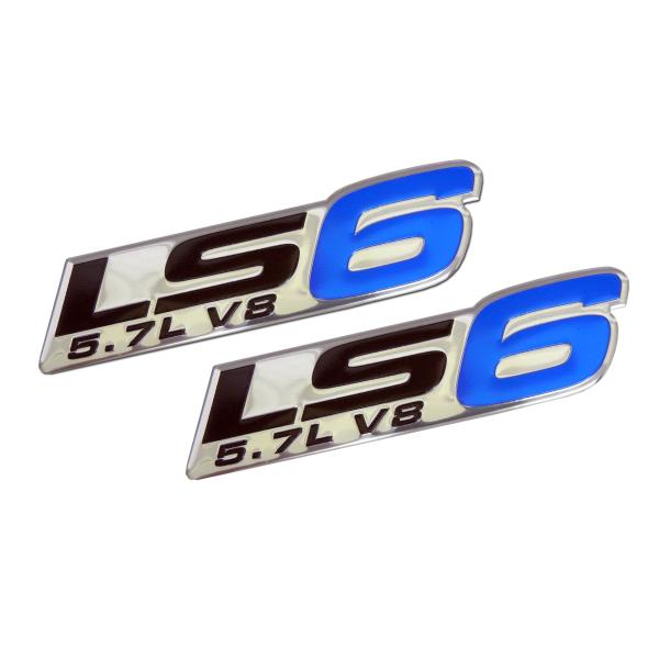 商品名: 2x (pair/set) LS6 5.7L V8 Blue Engine Emblems Badges Highly Polished Aluminum Chrome Silver for GM General Motors C...