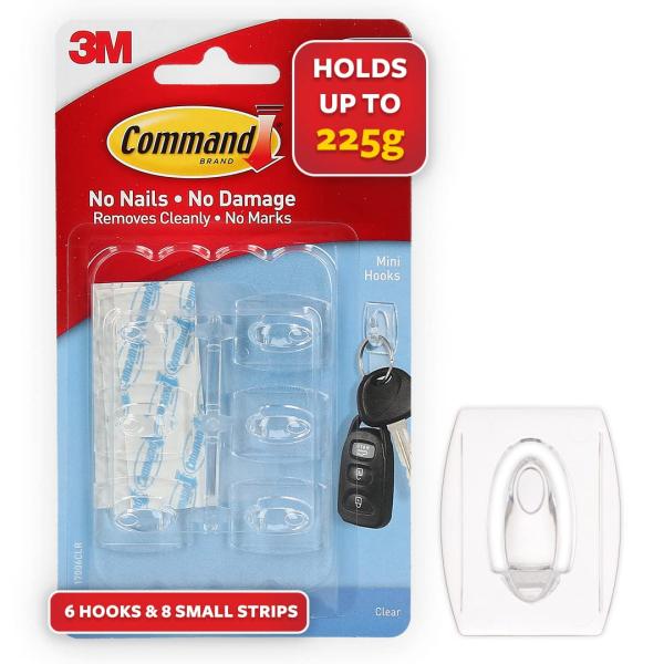 商品名: Command ミニフック、透明、6本、4個パック Command 395B Mini Utility Hooks, 1 inch, Clearブランド: Command商品サイズ: 6 Hooks高さ: 17cm横幅: 10cm...
