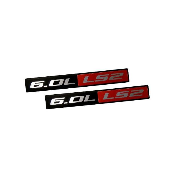 商品名: 2 x (Pair / Set) Red Black 6.0L Liter LS2 Real Aluminum Engine Hood Emblem Badge Nameplate for GM General Motors Pe...