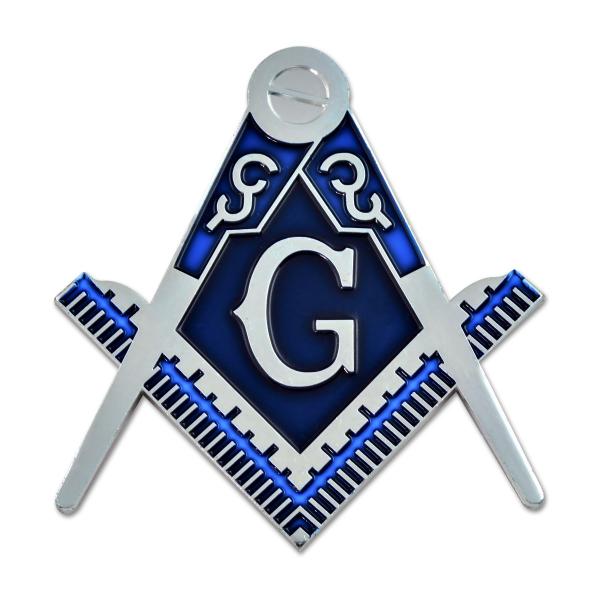 商品名: Square &amp; Compass Masonic Auto Emblem - [Silver &amp; Blue][3'' Tall] Square &amp; Compass Masonic Auto Emblem -...