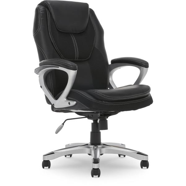 商品名: Pemberly行Office Chair in Puresoftブラックフェイクレザー Serta Executive Office Padded Arms, Adjustable Ergonomic Gaming Desk C...