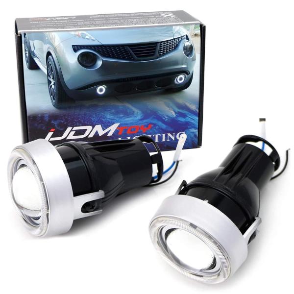 商品名: iJDMTOY 3インチ プロジェクターフォグライトキット シルバーシュラウド付き 40-SMD キセノン ホワイト LED ヘイロー リング アングルリング ユニバーサルフィット 車 SUV トラック ATV RV など iJD...