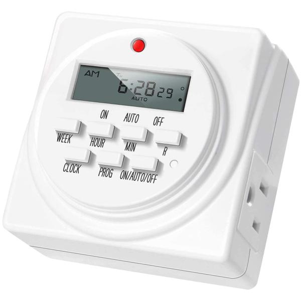 商品名:  iPower 7 Day Heavy Duty Digital Programmable Electric Timer, Indoor Dual Outlet Switch for Lights, Appliance, Pool...