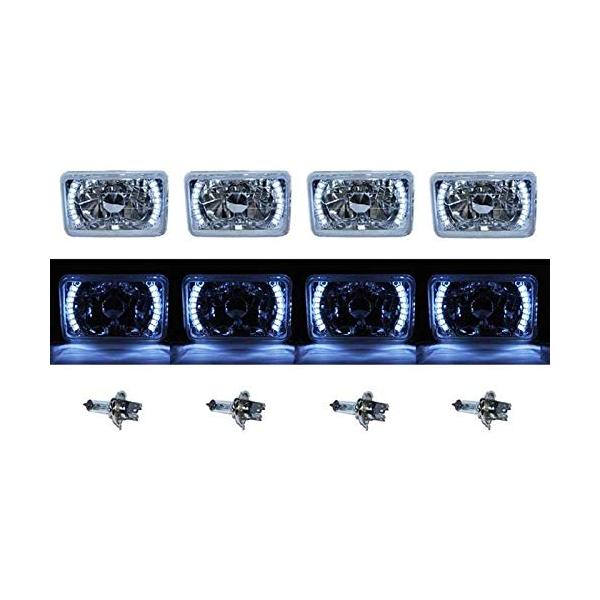商品名: Octane Lighting 4X6 ホワイト LED ハロゲン ヘッドライト ヘッドランプ 電球 クリスタルクリアセット Octane Lighting 4X6 White Led Halo Drl Halogen Headl...