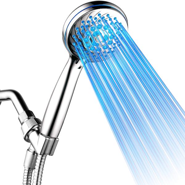 商品名: HotelSpa Neon Ultra-Luxury 7設定 LED ハンドシャワー クローム面と色変化温度センサー付き HotelSpa Neon Ultra-Luxury 7-setting LED Hand Shower w...