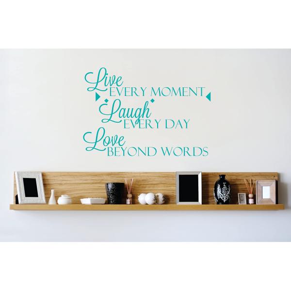 商品名: デカール ? ビニール ウォール ステッカー：Live Every Moment Laugh Every Day Love Beyond Words引用句 ホームデコステッカー - ビニール ウォール デカール - 22色展開サイ...