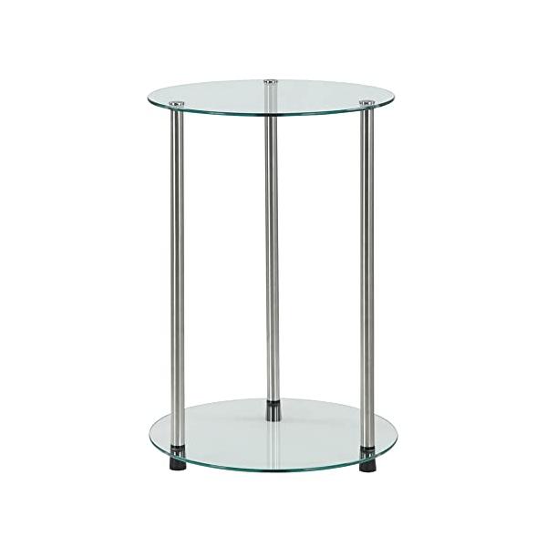 商品名: 便利なコンセプトデザイン 2Go クラシックガラス 2段ラウンドエンドテーブル、ガラス Convenience Concepts Designs2Go Classic Glass 2 Tier Round End Table, 1...
