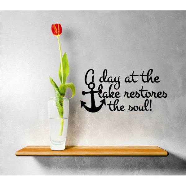 商品名:  Wall Decal Sticker : A Day at The Lake Restores The Soul Hobby Quote for The Outdoor - Color: Black Size: 8 Inches...