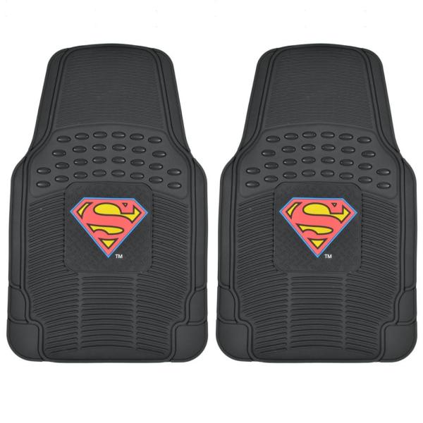 商品名: スーパーマンゴム車フロアマット2?pcフロントHeavy Duty All Weather保護???Trimmableフィット Pack of 2 ブラック WBMT-1672_AMHD BDK Superman Rubber C...