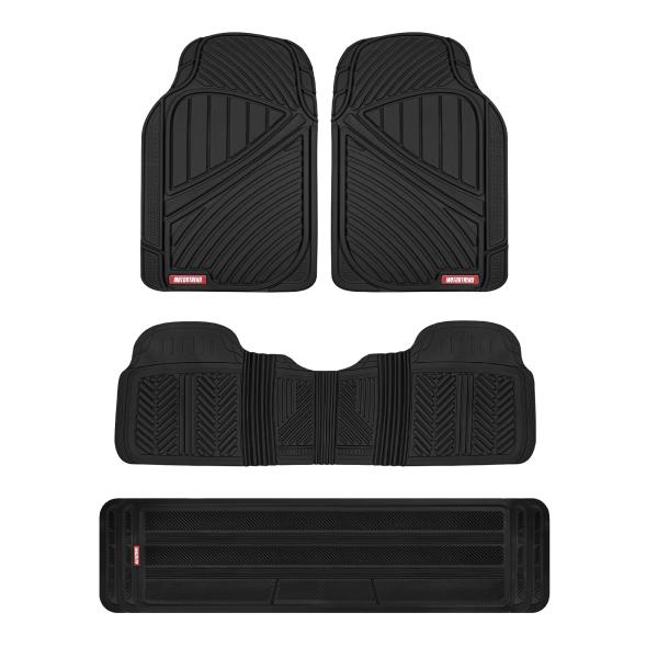 商品名: 3列 フレックスタフ ゴムマット ブラック MT-773-801-BK Motor Trend 3 Row Odorless Rubber Floor Mats &amp; Liners for Car SUV Van, Dura...