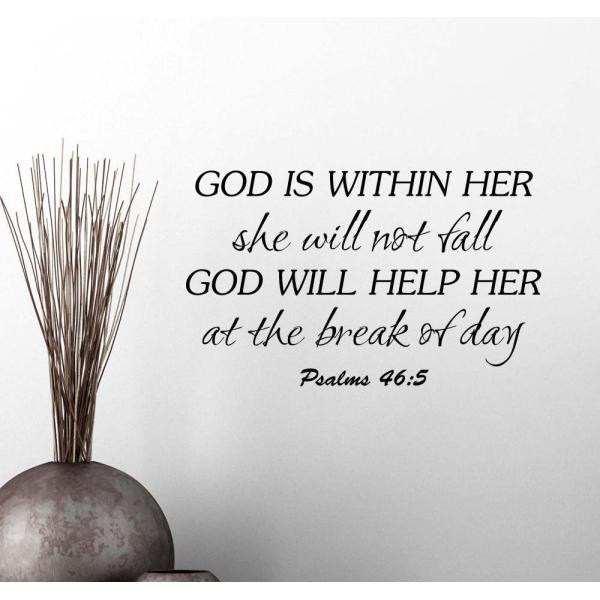 商品名:  Wall Vinyl Decal God is within her she will not fall God will help her at the break of day Psalm 46:5 religious in...
