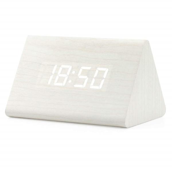 商品名:  GEARONIC Digital Alarm Clock Wooden Alarm Clock Wood Modern Triangle Alarm Digital Desk Clock, Displays Time Date ...