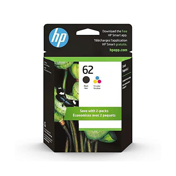 商品名:  HP 62 Black/Tri-color Ink (2-pack) | Works with HP ENVY 5540, 5640, 5660, 7640 Series, HP OfficeJet 5740, 8040 Ser...