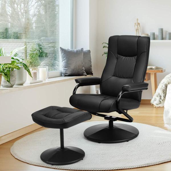 商品名:  Giantex Recliner Chair w/Ottoman, 360 Degree Swivel PU Leather Armchair w/Footrest, Leisure Lounge Chair w/Leather...