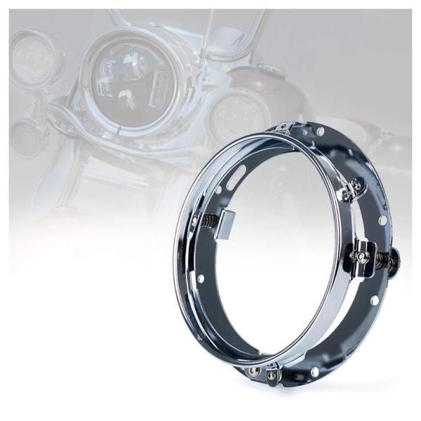 商品名: Xprite 7インチ LEDヘッドライトブラケットマウント ハーレーダビッドソン オートバイ クローム ラウンドリング ヘッドライトマウント Xprite 7 Inch Led Headlight Bracket Mountin...
