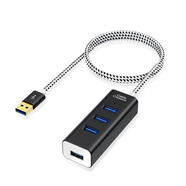 商品名: USB ハブ,CableCreation 4 IN 1 USB 3.0 ハブ 1.5M 耐久性編組3.0延長ケーブル Mac/PC/USBフラッシュディスクに対応 ブラック CableCreation 4-Port USB 3.0...
