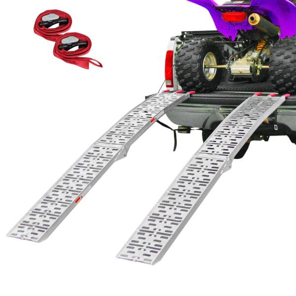 商品名:  7.5' Folding Arched Aluminum Loading Truck Ramps (2 pc Set) for ATVs, UTVs, Motorcycles, Dirt Bikes, 4 Wheelers, L...