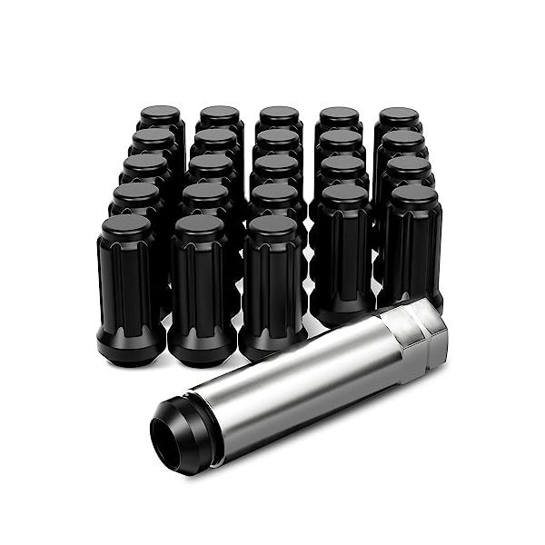 商品名:  M14x1.5 Lug Nuts Black with Spline Tuner, XL 2 inches Length Conical Aftermarket Wheel Nut, Compatible with Chevy ...