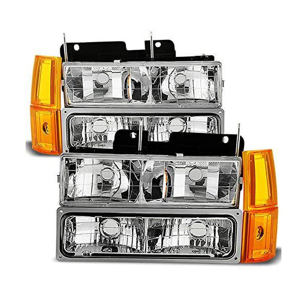 商品名: AKKON - 94-99 GMC フルサイズ ピックアップトラック サバーバン シエラ ヘッドライト コーナー付き + バンパーシグナルランプ 8個セット AKKON - For 94-99 GMC Full Size Pick...