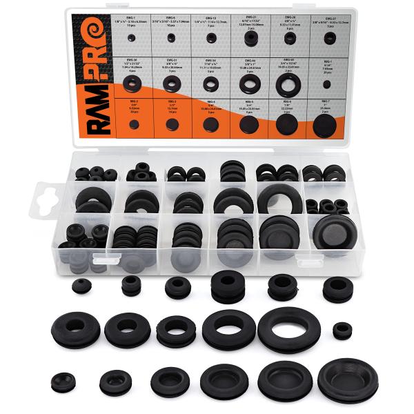 商品名:  125pc 18 Sizes Rubber Grommet Kit - Includes Rubber Grommets for Wiring, Rubber Hole Plugs, and Automotive Firewal...