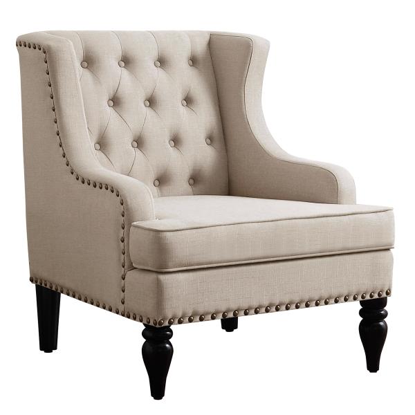 商品名:  Rosevera Rosso Polyester Upholstered Wingback Armchair with Button Tufting and Nailhead for Living Room and Bedroo...