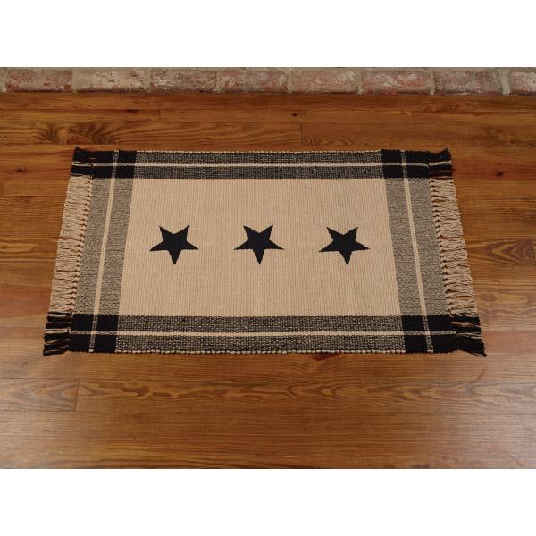 商品名: Black Simply Stars 格子縞ボーダー 24 x 42インチ ヘビー織コットン フロアマット ラグ Black Simply Stars Plaid Border 24 x 42 Inch Heavy Woven C...