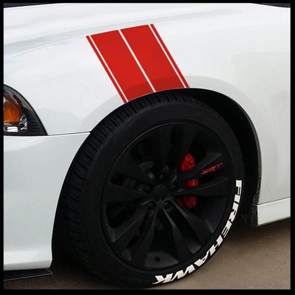 商品名: フェンダー用ステッカー ストライプ ビニール製 米国の年功袖章デザイン ハッシュ ユニバーサル型 レーシングスタイル 車やトラックに 10"x20" レッド 727 Sticker Connection | Fender Stri...
