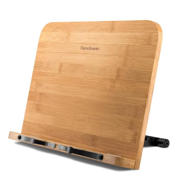 商品名: Readaeer BamBoo読書休憩クックブッククックブックホルダースタンドブックレスト Readaeer Bamboo Book Stand, Large Book Holder with 6 Adjustable Heigh...
