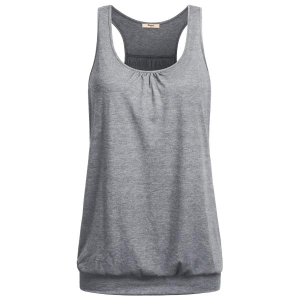 商品名: Miusey スリーブレスラウンドネックレーサーバックワークアウトタンクトップ ゆったりとしたフィット レディース US サイズ: XX-Large カラー: グレイ Miusey Workout Clothes Womens R...