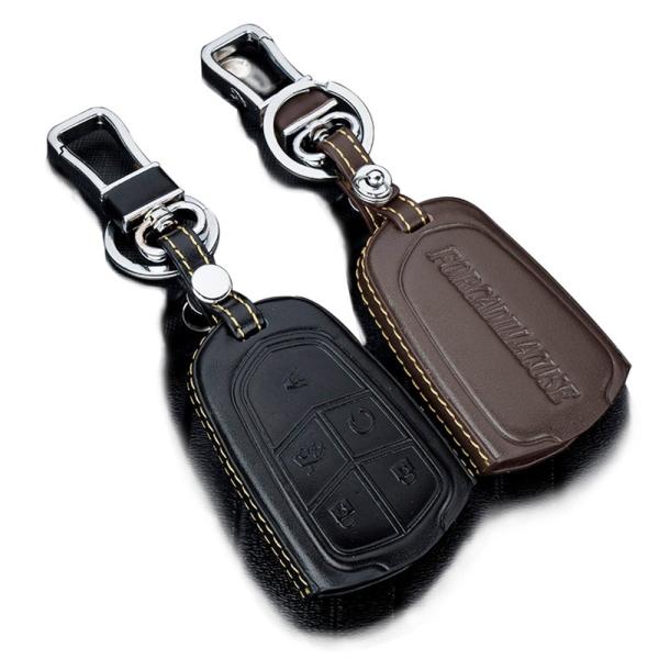 商品名: 革車リモートキーホルダーケースカバー用キャデラックXT 5?ATS ct6?XTS SRX ESCALADE GTSブラックコーヒー5ボタン ブラック R45997 Leather Car Remote Key Holder Ca...