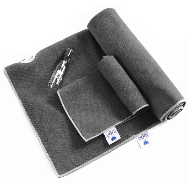 商品名: IUGA 滑り止めヨガタオル 極厚ホットヨガタオル + ハンドタオル 2イン1セット コーナーポケットデザイン マイクロファイバー100% 滑り止め 超吸収性 速乾性 IUGA Non Slip Yoga Towel, Extra...