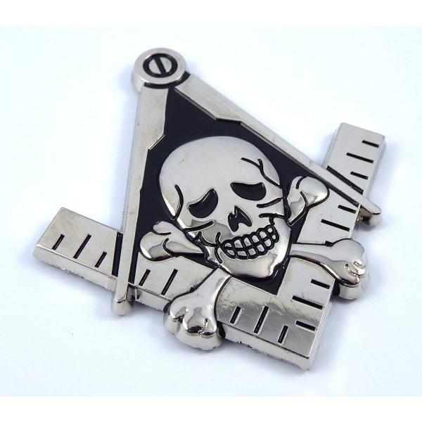 商品名: Mason Masonic オートエンブレム スカル付き クローム ブラック 3インチ メタルカー 3D デカール MAS17 Mason Masonic auto Emblem with Skull Chrome Black 3...