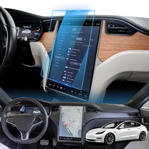 商品名: LFOTPP カーナビゲーションスクリーンプロテクター 2016-2019 2020 Tesla Model X / 2013-2020 Model S 17インチ 強化ガラス 9H カーインフォテインメント ステレオディスプレイ...