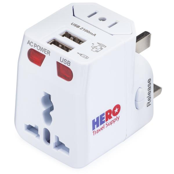 商品名: Universal Travel Adapter (2 USB Ports) - Power Plug for US Europe France UK Ireland Thailand China NZ Australia 100...